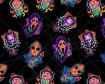 Horror Neon Cartoon Seamless Pattern - Etsy