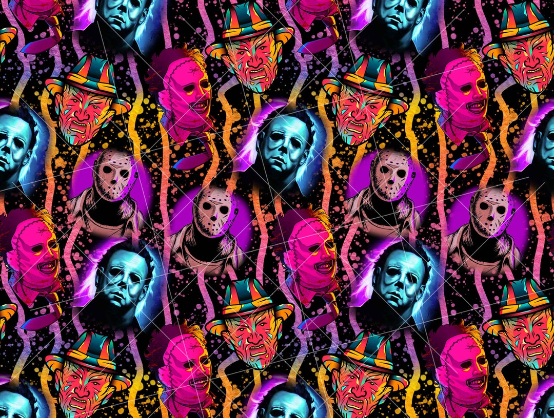 Horror Neon Cartoon Seamless Pattern File Instant Download. - Etsy
