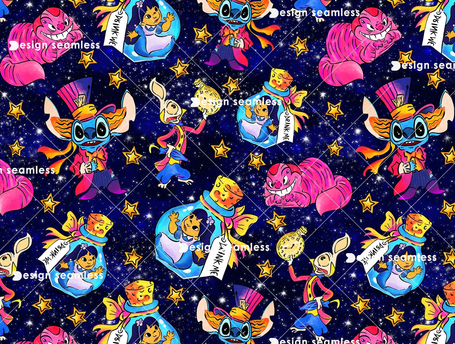 Lilo and Stitch Digital Seamless Pattern Hand Drawn - Etsy