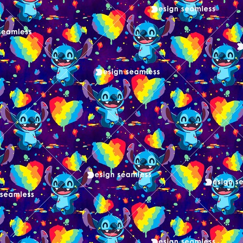 Lilo and Stitch Digital Seamless Pattern Hand Drawn - Etsy