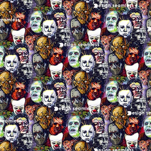 Horror Neon Cartoon Seamless Pattern - Etsy