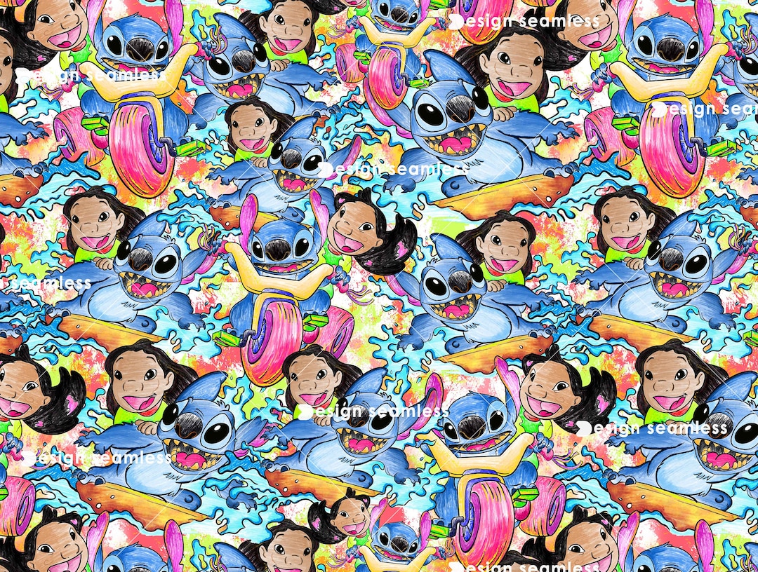 Lilo and Stitch Digital Seamless Pattern - Etsy Australia