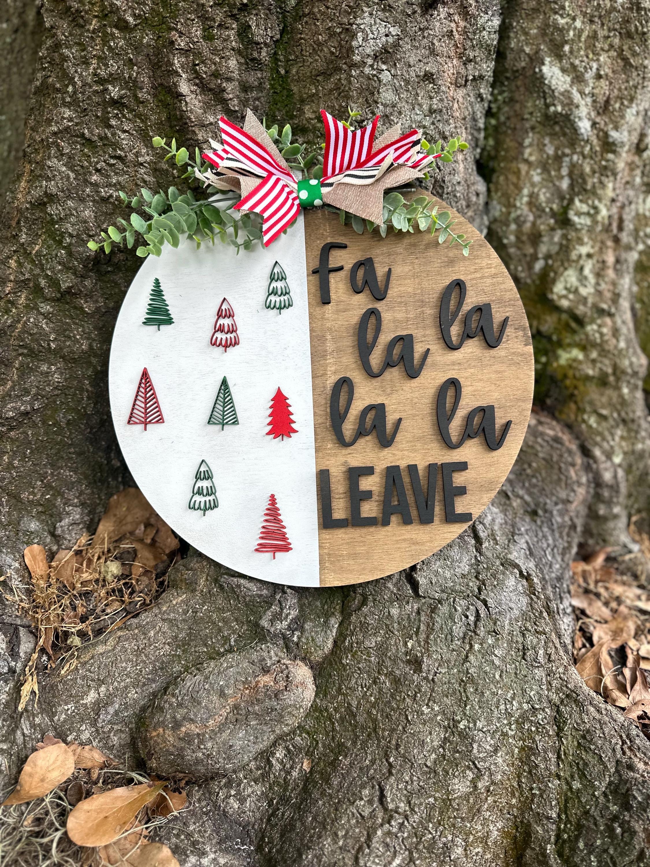Fa La La Leave Christmas Door Hanger | Christmas Round - Etsy