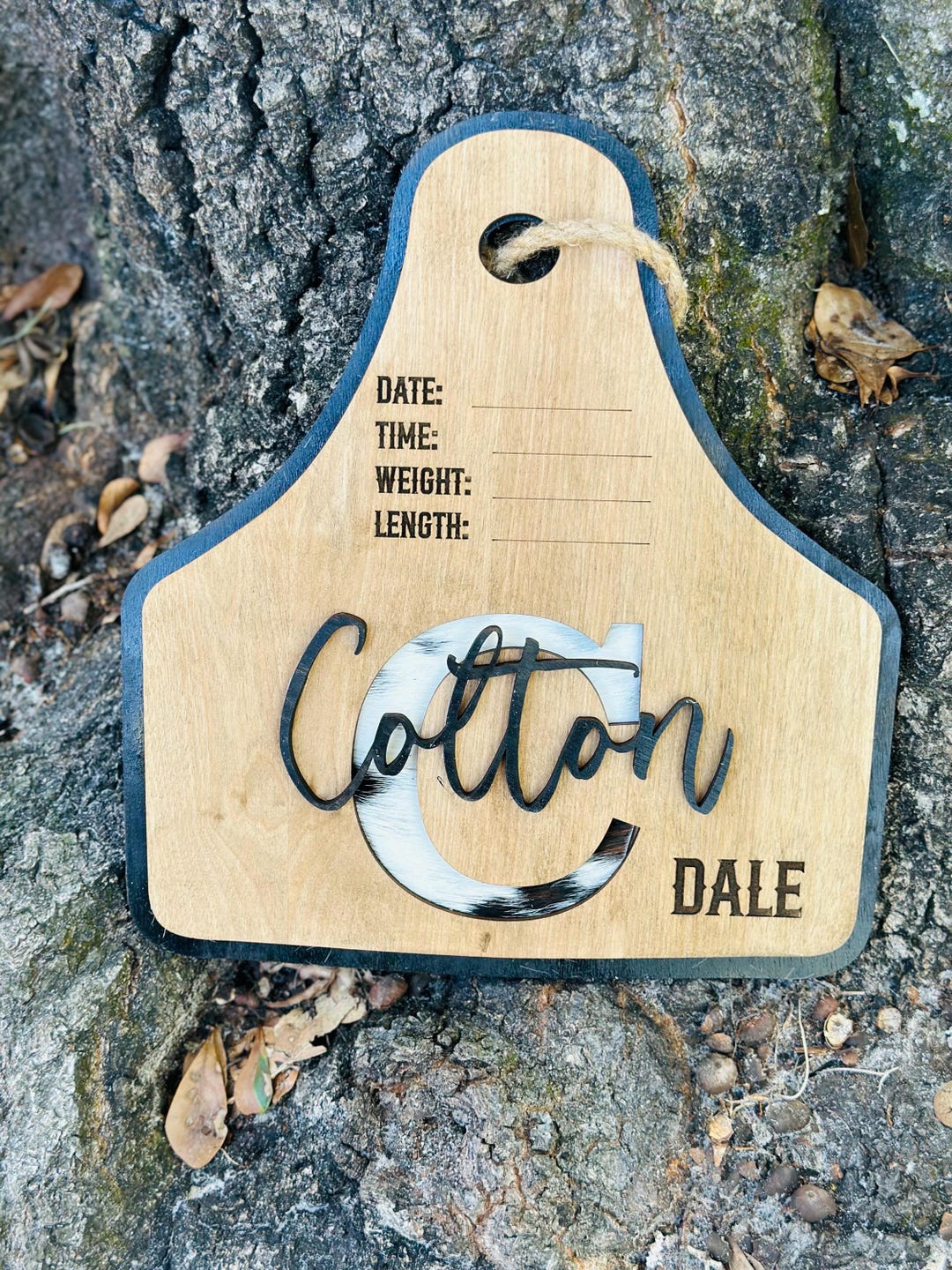 Birth Stat Sign | Baby Announcement | Cowhide Theme - Etsy