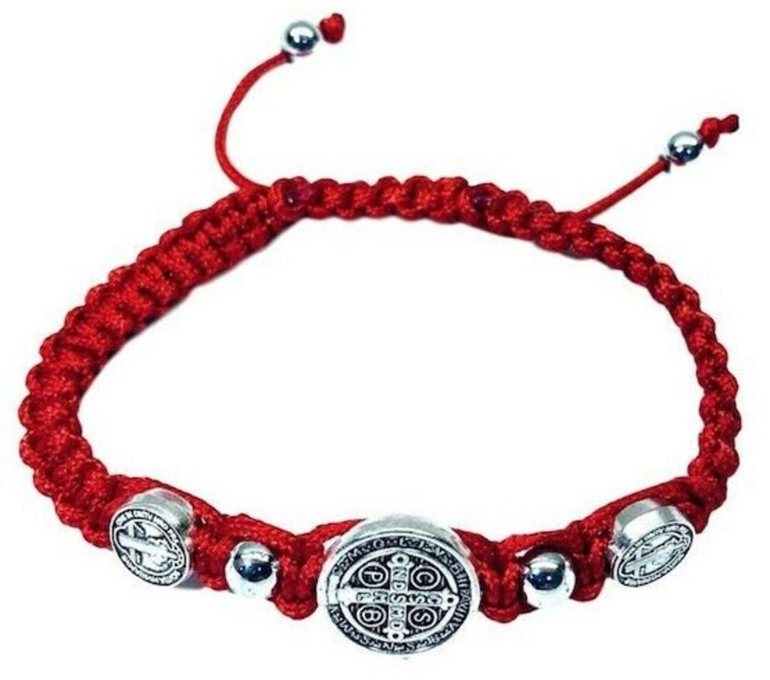 Saint Benedict Red Medal Trinity Bracelet Pulsera Roja De San - Etsy