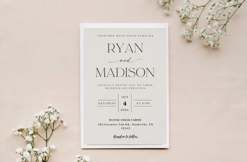 Simple, Modern Wedding Invitation Template With Timeline Details - Etsy