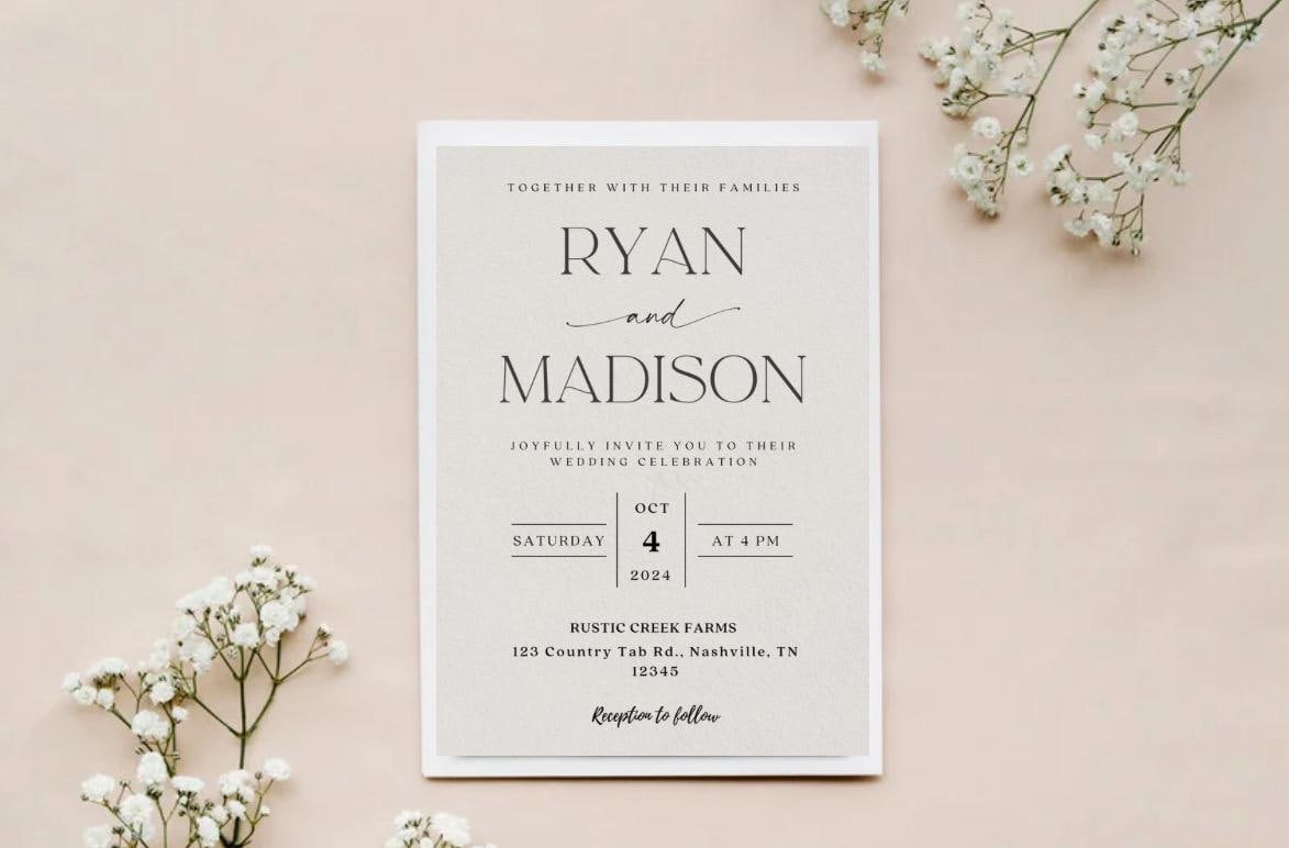 Simple, Modern Wedding Invitation Template With Timeline Details - Etsy