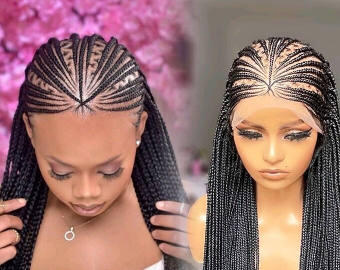 Front Lace Cornrow Wig Box Braided Wig Ombre Wigs Passion Twists Wig ...