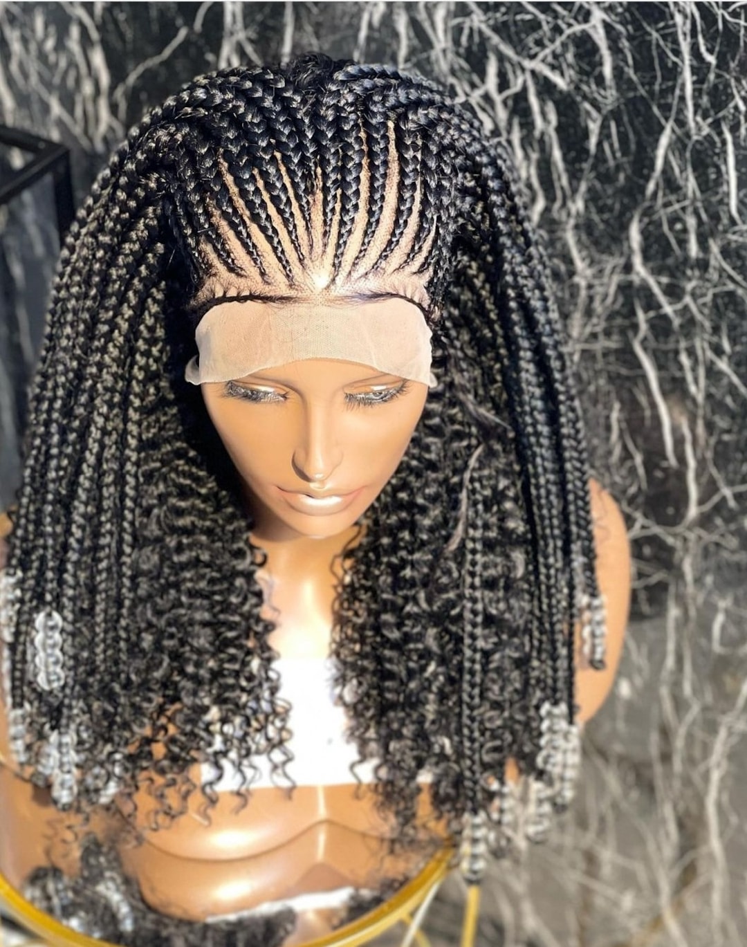 Front Lace Cornrow Wig Box Braided Wig Ombre Wigs Passion - Etsy