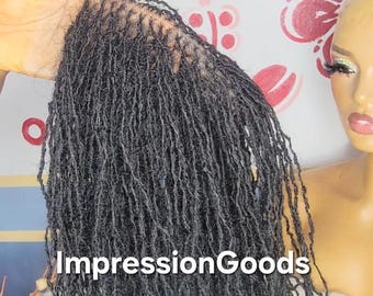 10 Inches Human Hair Sister Locs Topper.clip on .full Density 6*6 Lace ...