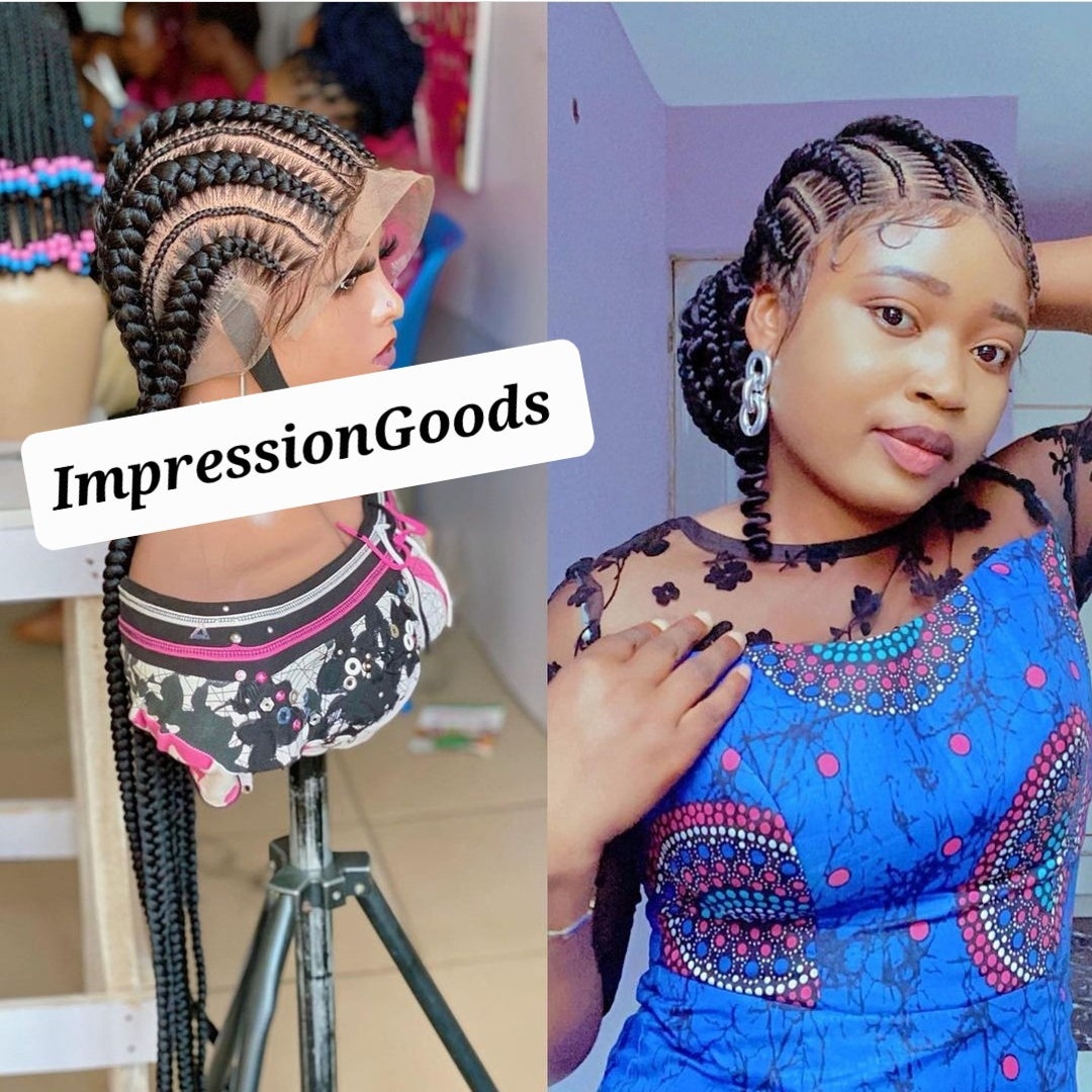 Full Lace Cornrow Wig Box Braided Wig Ombre Wigs Passion Etsy