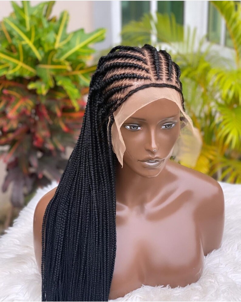 Front Lace Cornrow Wig Box Braided Wig Ombre Wigs Passion - Etsy
