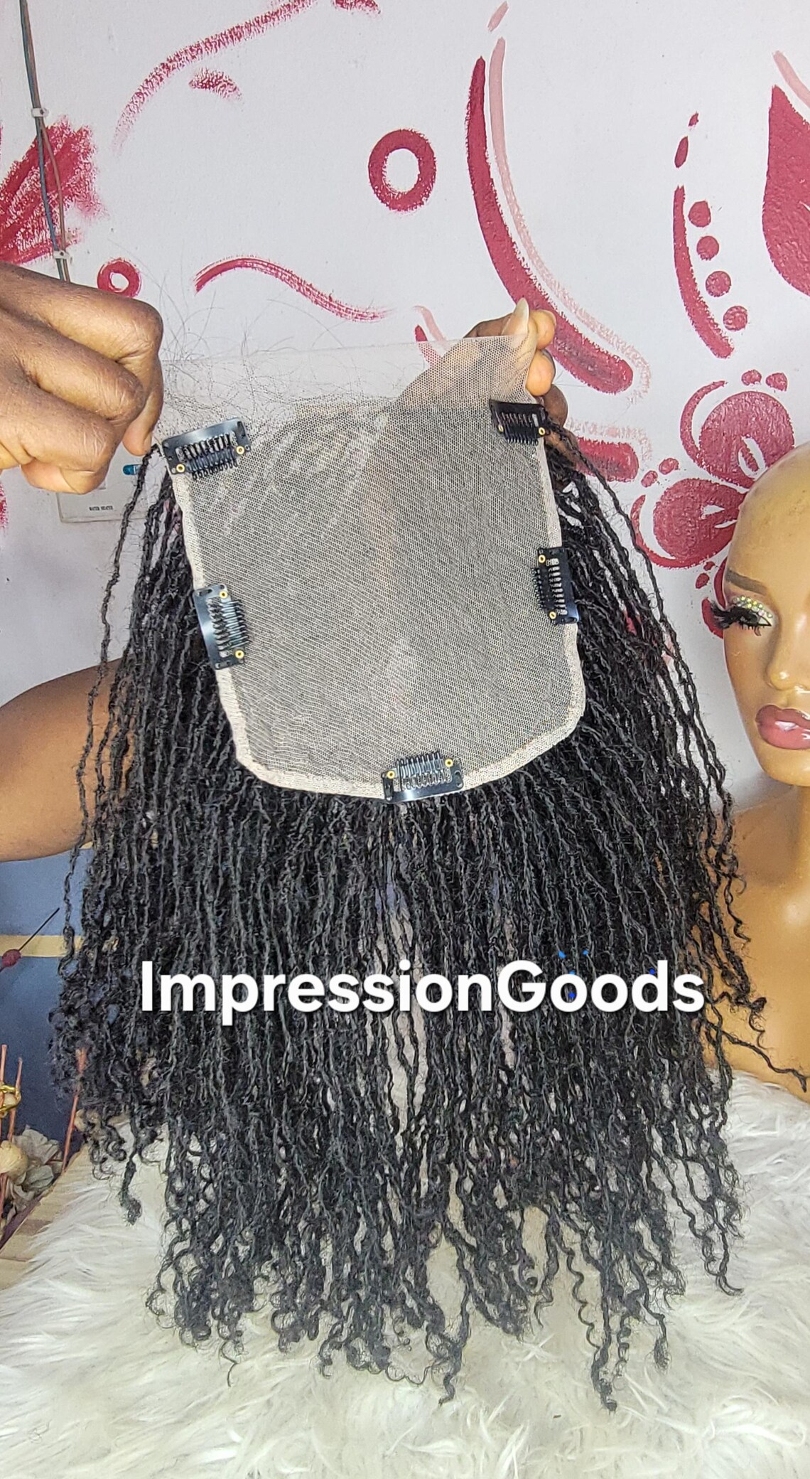 12 Inches Human Hair Sister Locs Topper.clip on .full Density 6*6 Lace ...