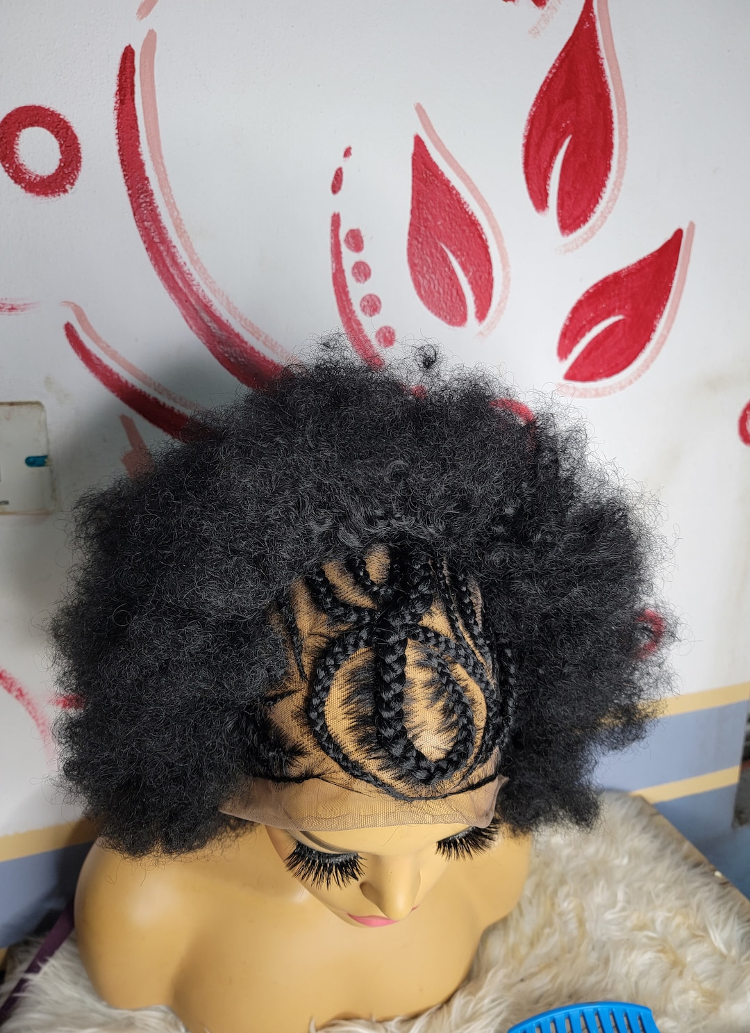 Front Lace Fibre Afro Braided Wig,cornrow Wig Box Braided Wig Ombre ...