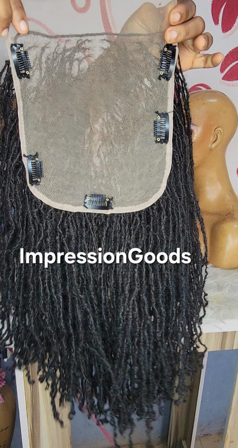 16 Inches Human Hair Sister Locs Topper.clip on .full Density 7*7 Lace ...