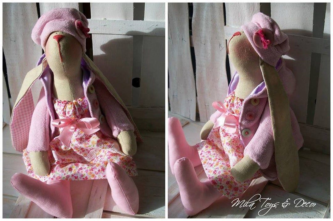 Big Rabbit Toy Bunny Doll Animal Tilda Doll Tilda Rabbit Toy Pink ...