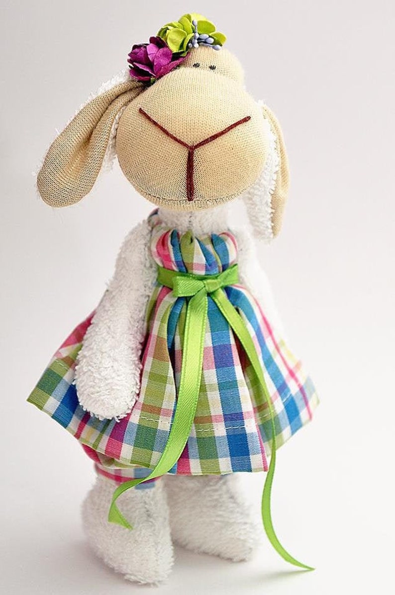 White Sheep Toy Small Sheep Fabric Doll Animal Doll Sheep With Rainbow ...