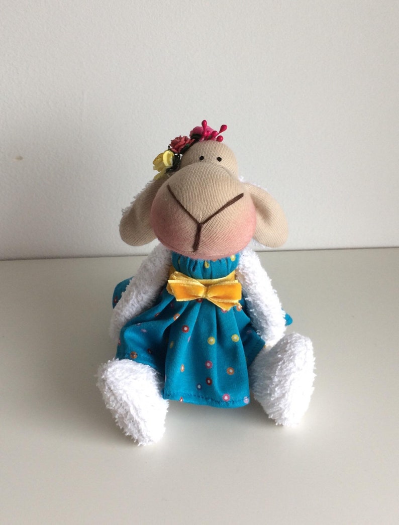 Sheep Stuffed Toy Blue Dress Small Sheep Fabric Doll Animal Doll Ssheep ...