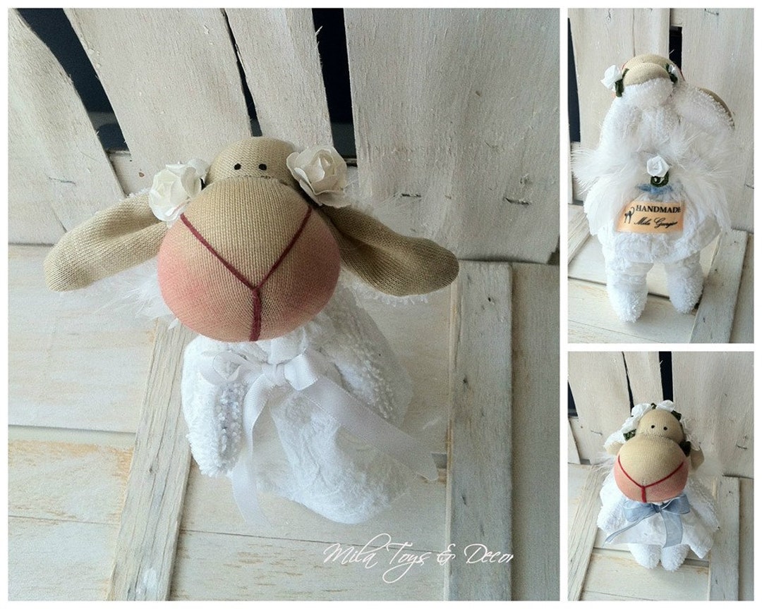 White Sheep Toy Stuffed Animal Toy Plush Sheep Softie Doll Baby Shower ...
