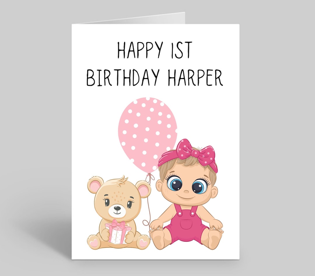 Personalised First Birthday Card, Baby Girls First Birthday, 1st ...