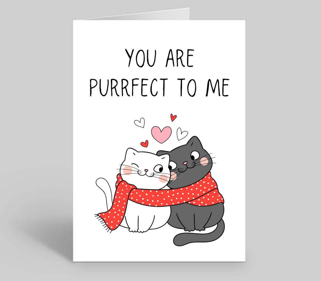 Purrfect Cat Valentines Day Card, Funny Cat Card, Cat Valentines Cards ...