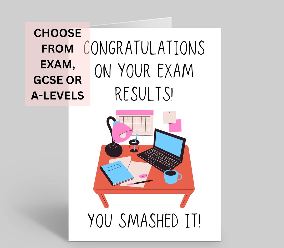 Congratulations Exam Card, GCSE Results Card, Congratulations A-levels ...