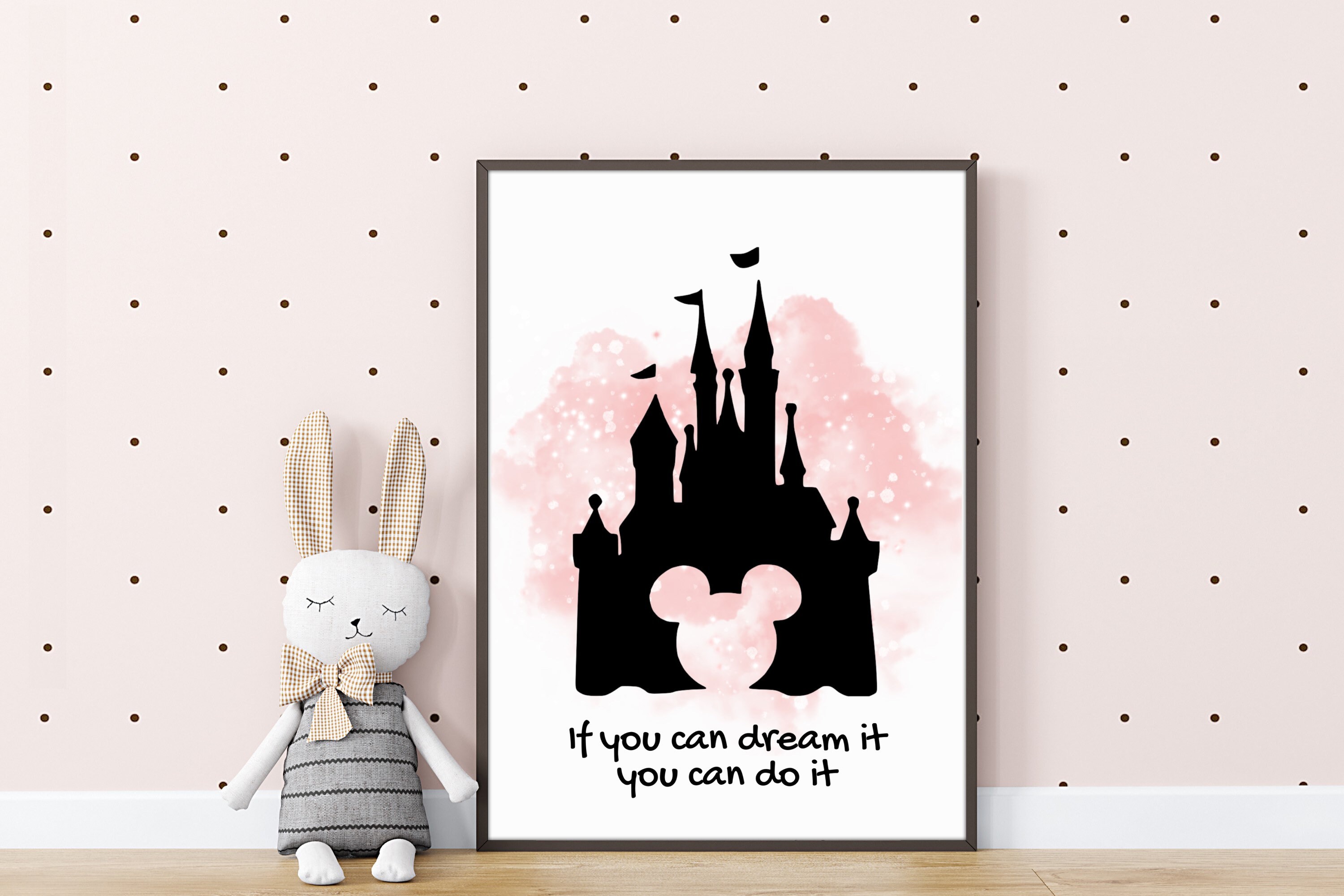 Pink Disney Castle Print Pink Wall Art Home Decor Girls - Etsy UK
