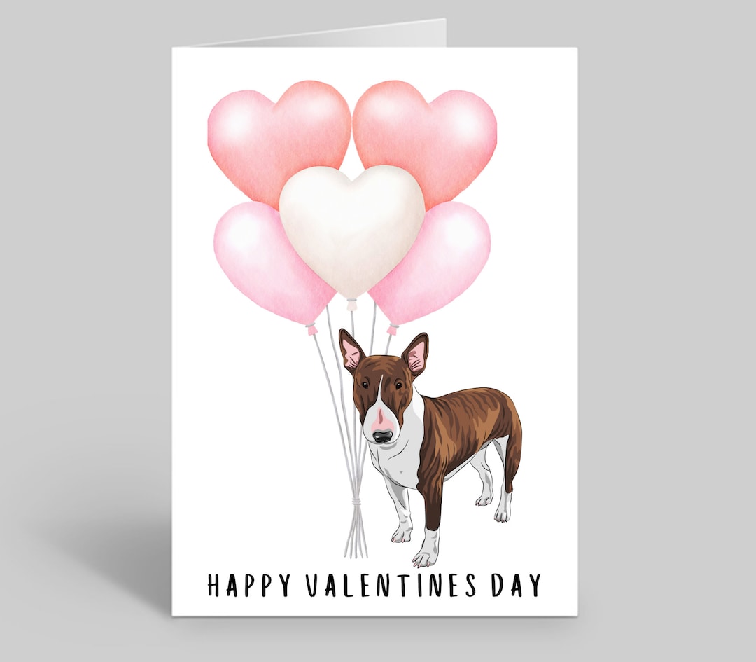 English Bull Terrier Valentines Day Card, English Bull Valentines Card ...