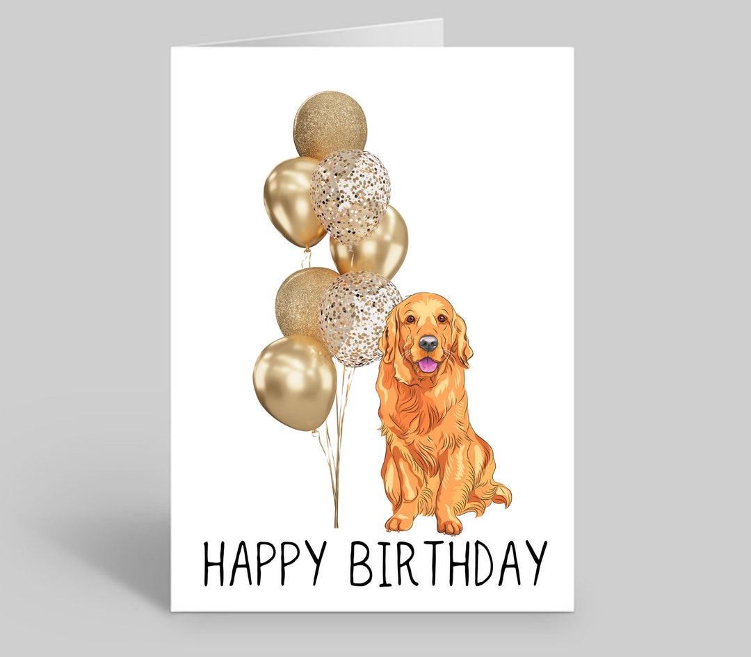 Golden Retriever Birthday Card, Birthday Dog Cards, Pet Cards ...