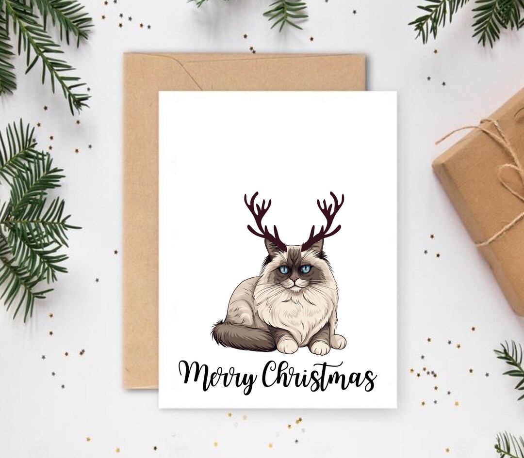 Ragdoll Cat Christmas Card, Cat Christmas Cards, Cards for Cat Lovers ...