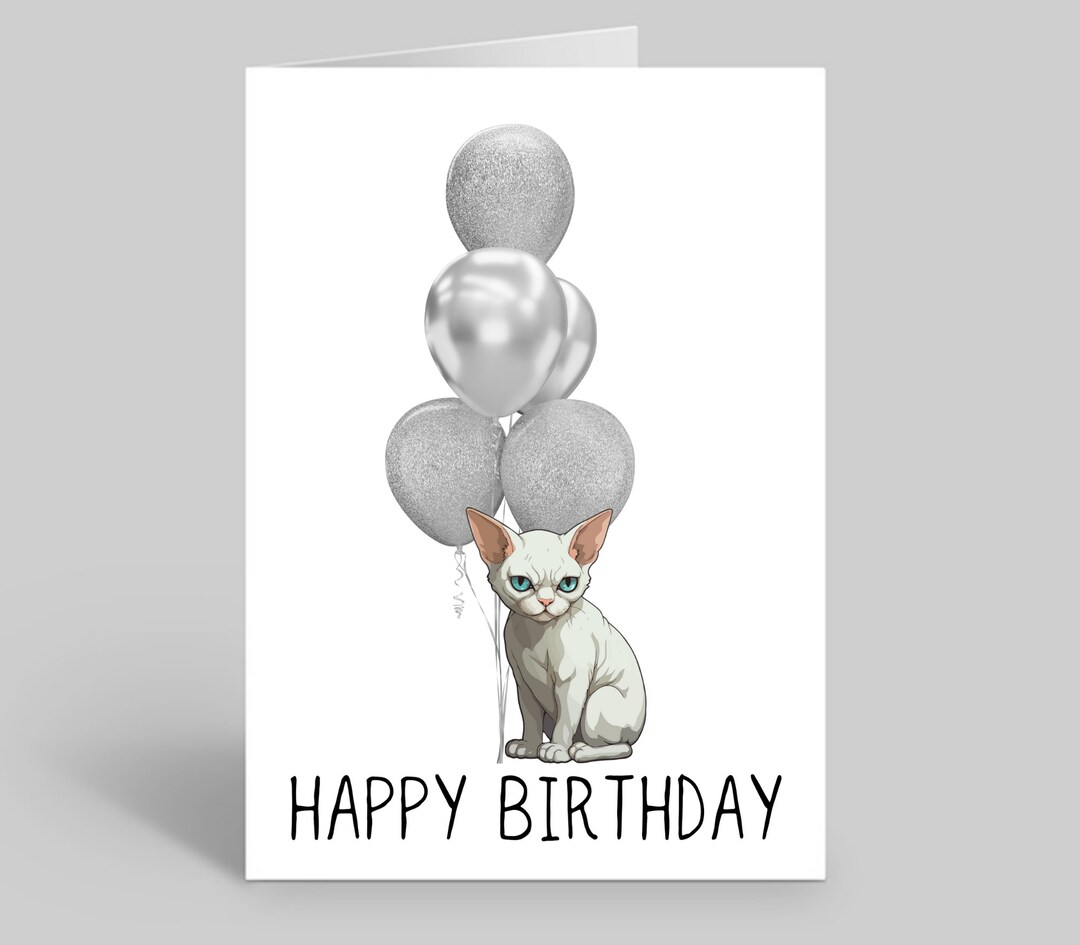 Sphynx Cat Birthday Card, Pet Birthday Card, Cat Birthday Card, Sphynx ...