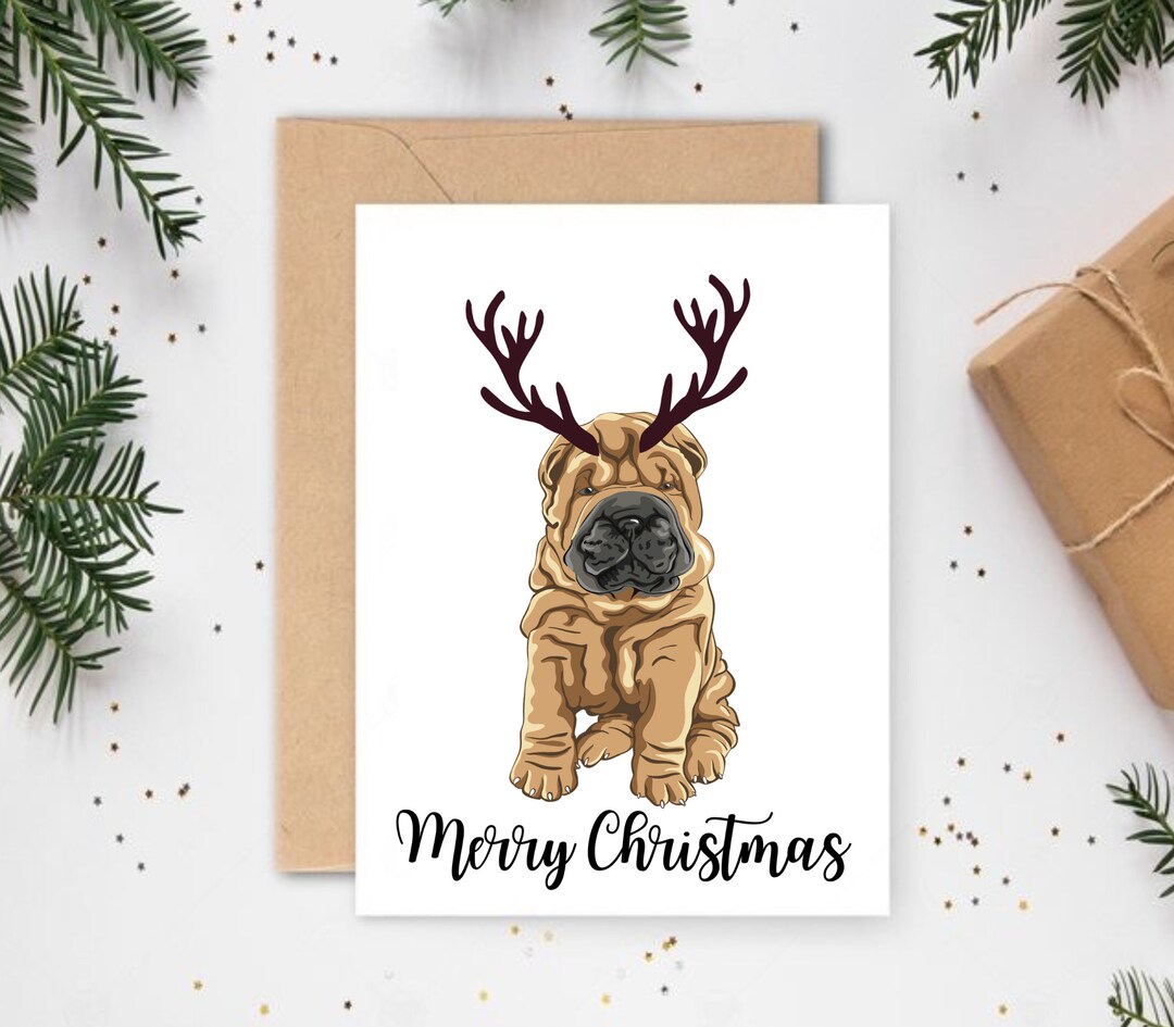 Dog Christmas Card, Shar Pei Christmas Cards, Cards for Dogs, Dog ...
