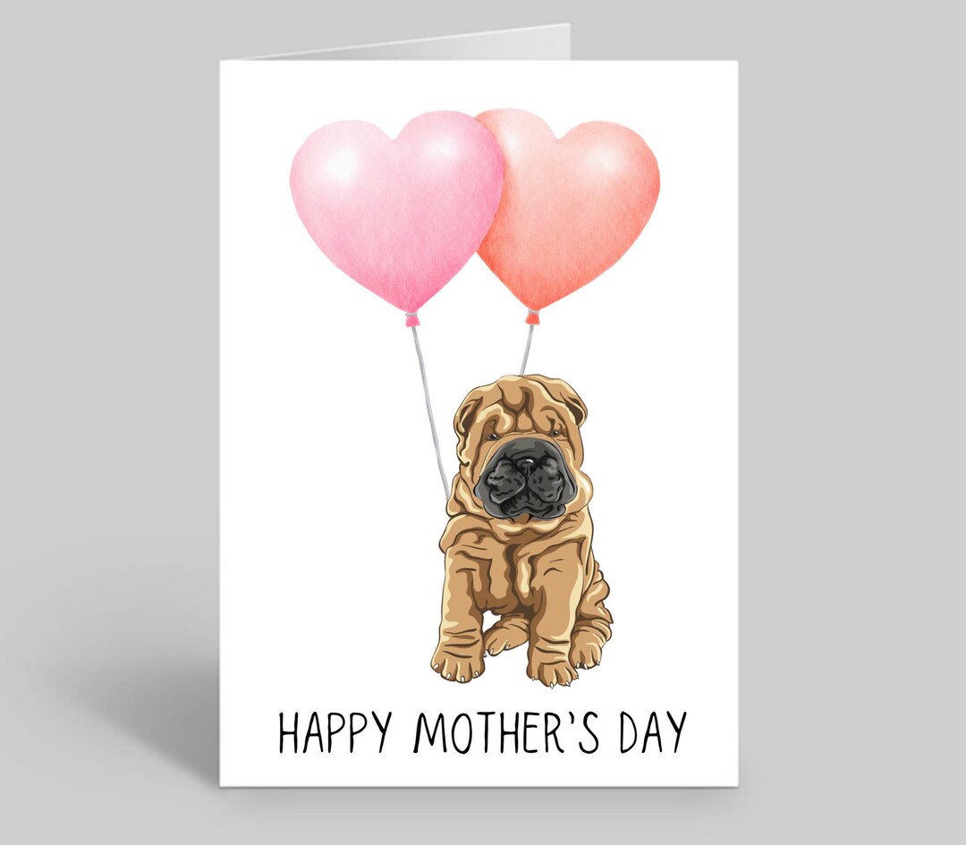 Shar Pei Mothers Day Card, Shar Pei Mothers Day Gift, Dog Card, Pet ...