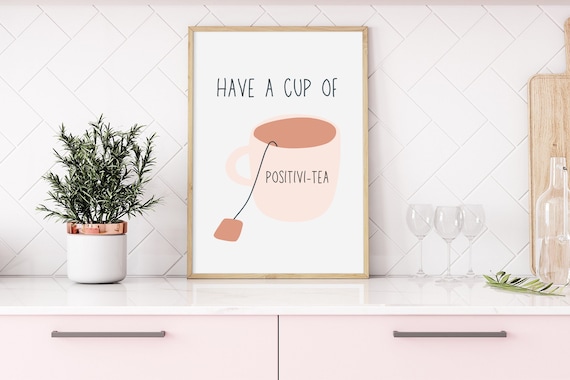 Cup of Positivitea Illustration Print Illustration Art | Etsy