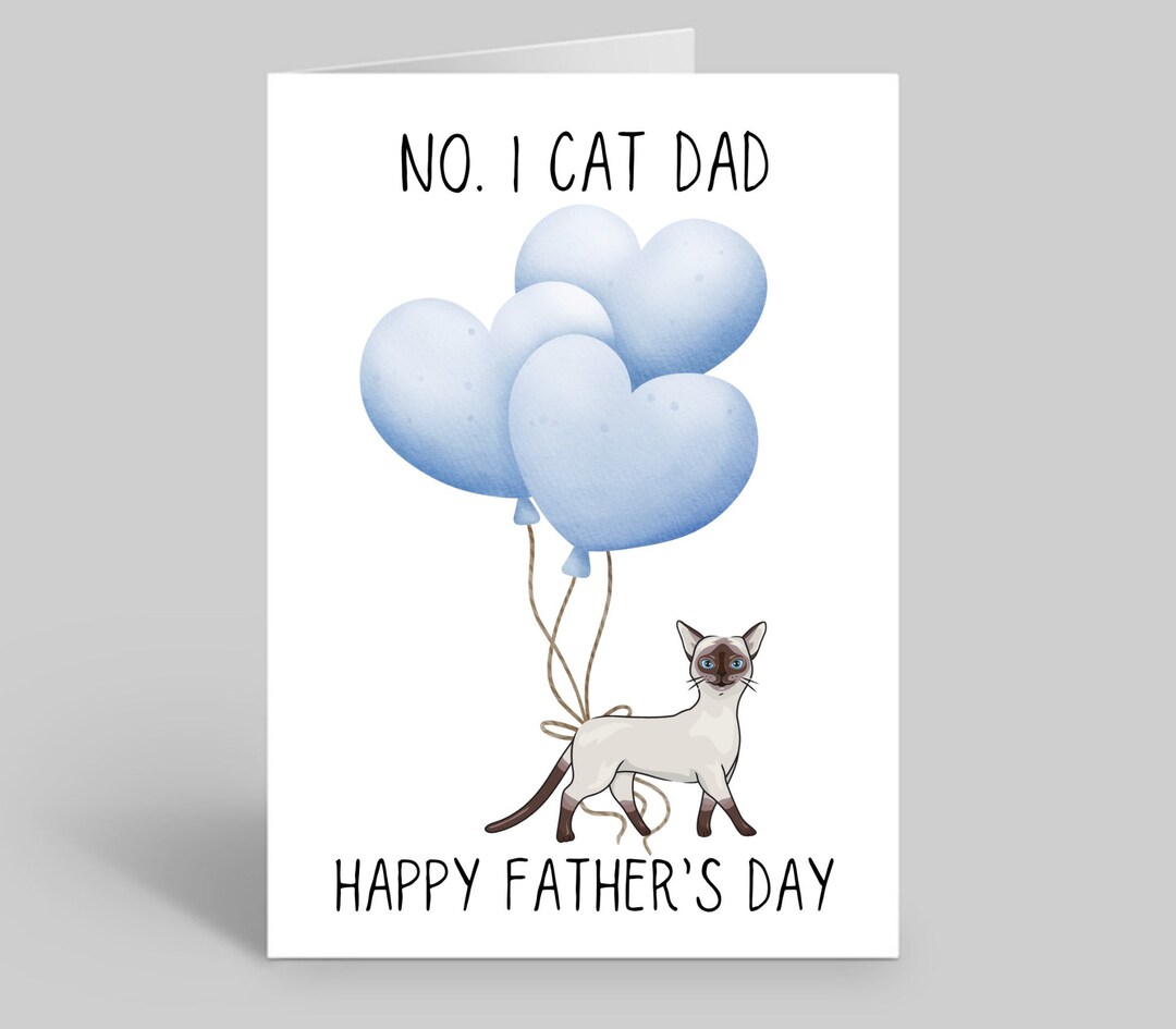 Cat Dad Fathers Day Card, Cat Fathers Day Gifts, Cat Cards, Siamese ...