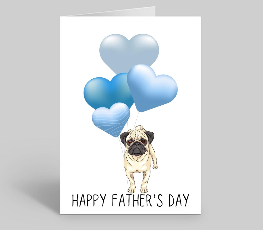 Dog Dad Fathers Day Card, Pug Fathers Day Card, Pug Cards, Pug Dog ...