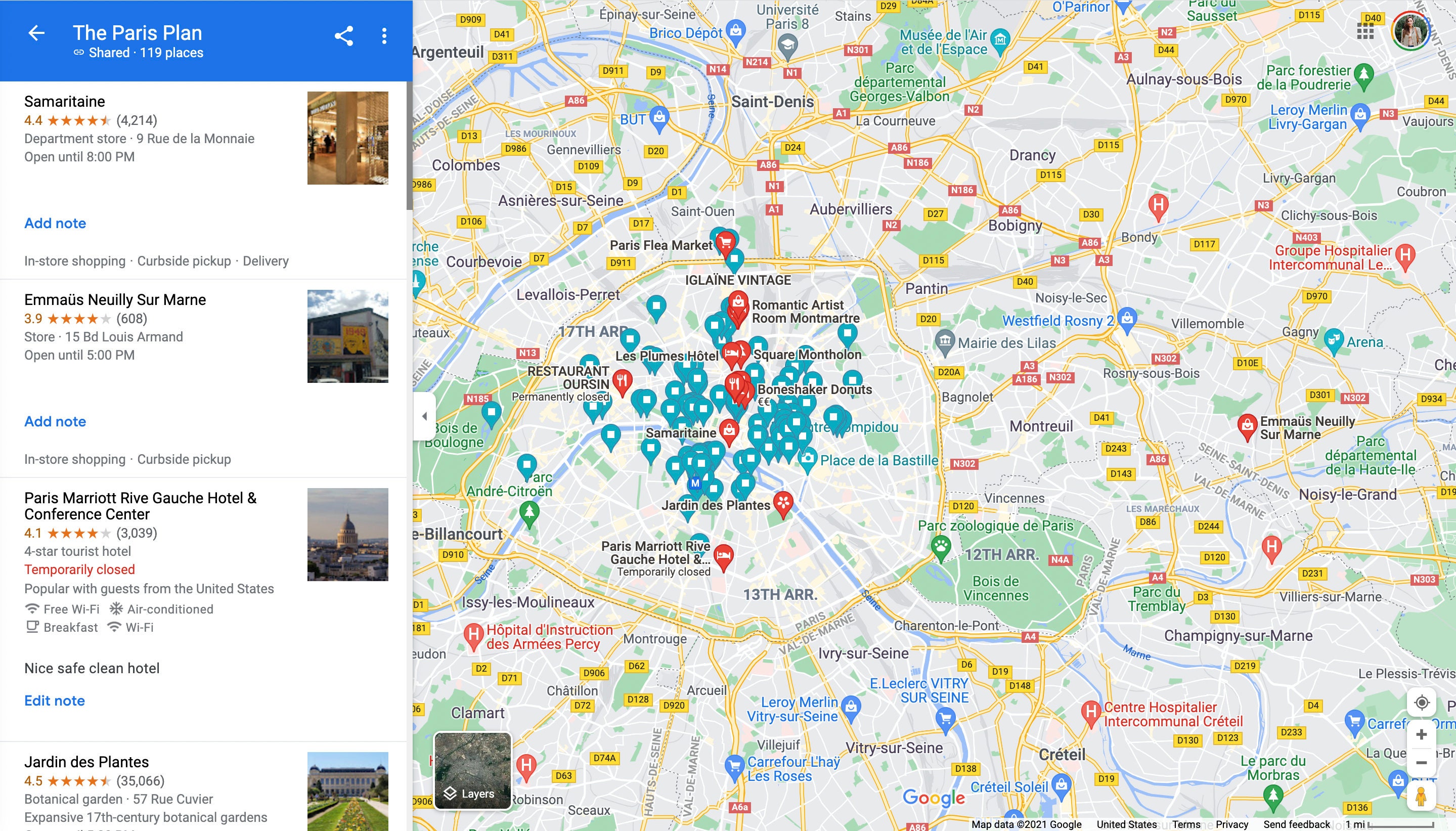 Paris Plan Google Map - Etsy