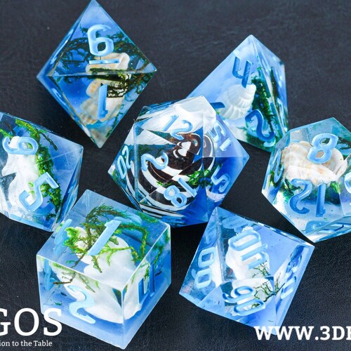 Seashell of Blue Ocean Dice Set for Dungeons and Dragons D&D - Etsy