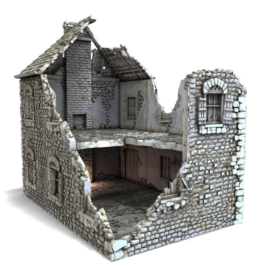 Ruined French Farmhouse Dnd Miniature Wargaming Terrain for Dungeons ...