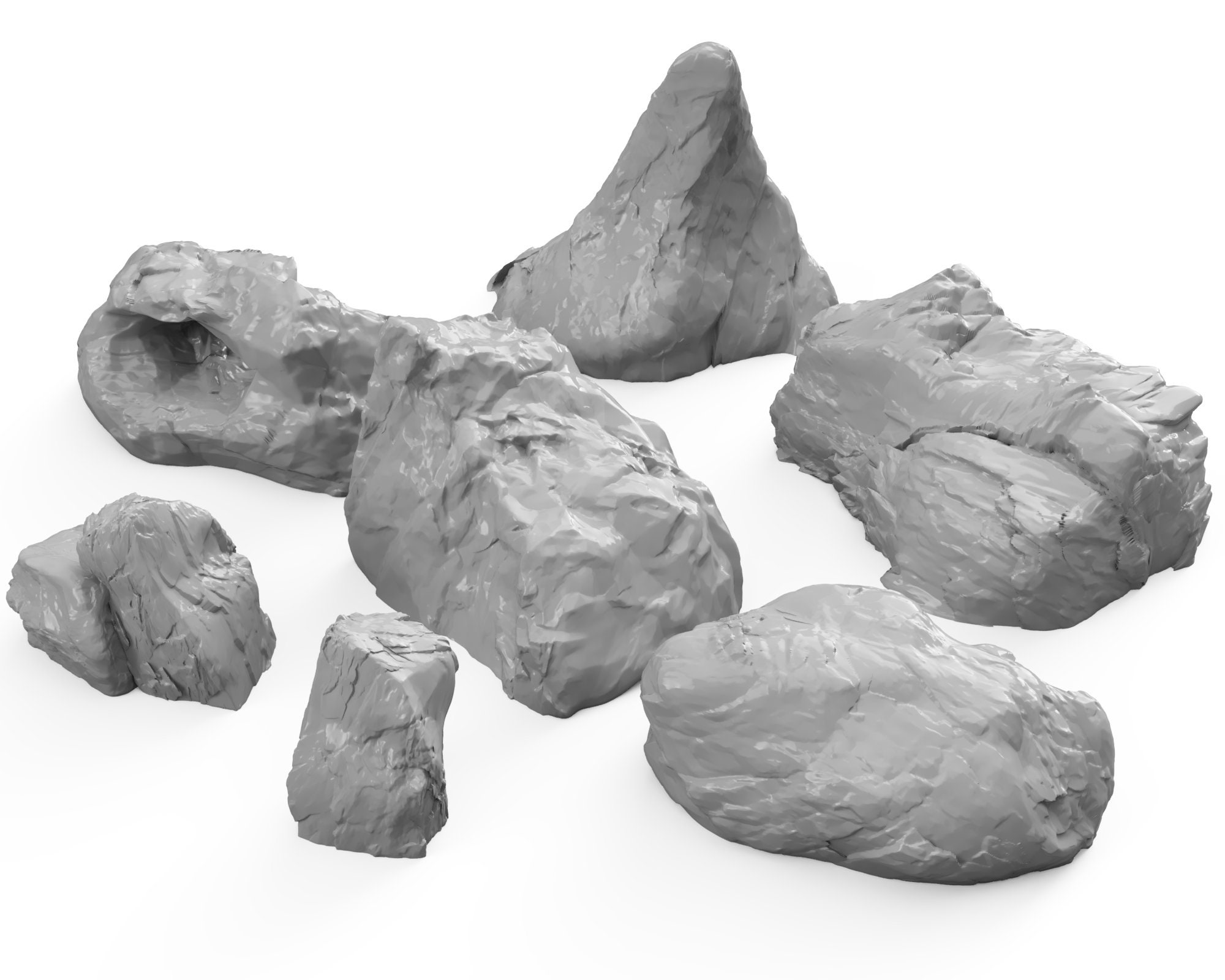 3DEGOS Stone Boulder Rocks Set7pcs Dnd Miniature Terrain for - Etsy