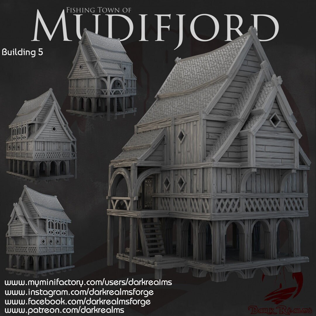 Dark Realms Mudifjord Building 4 Set Dnd Terrain Miniature Terrain for ...