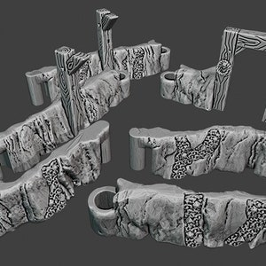 Ore Mines Cavern Walls Set Dnd Miniature Terrain for Dungeons and ...