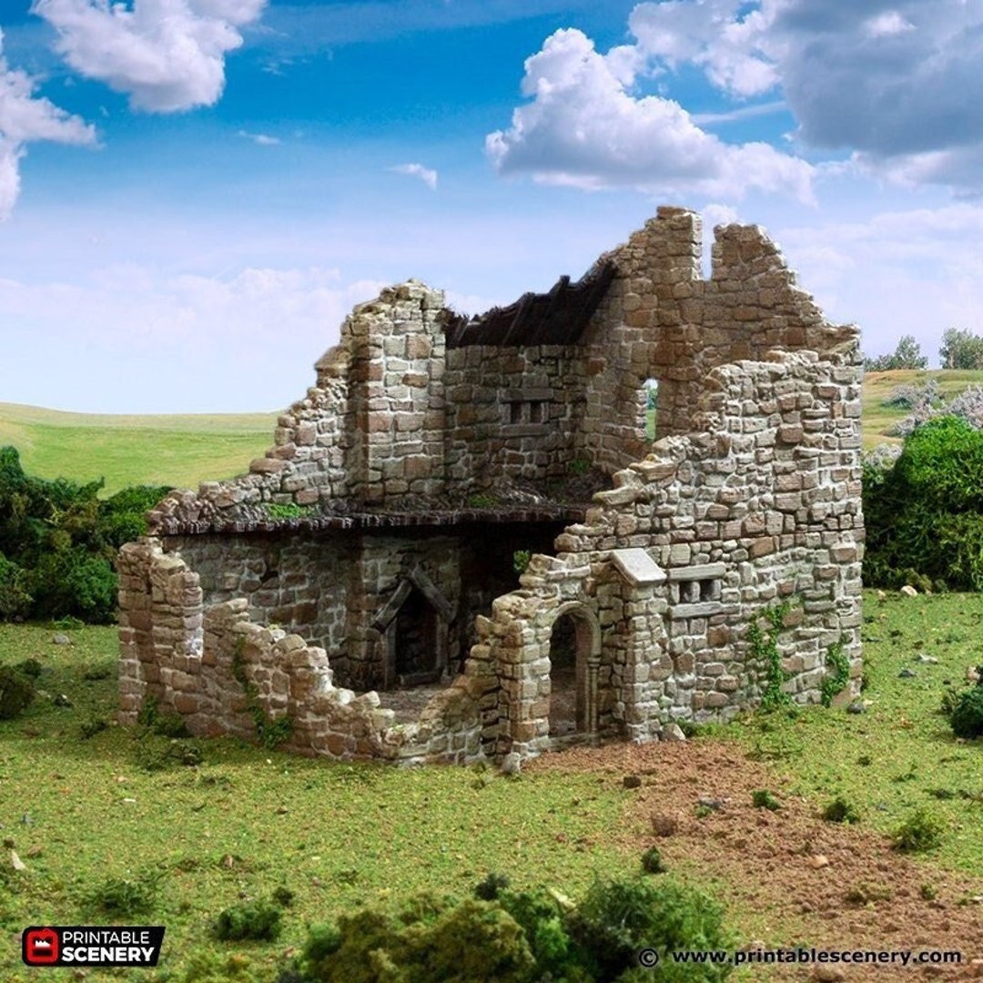 Ruined Norman Stone Manor Dnd Terrain for Dungeons and Dragons, D&D, D ...