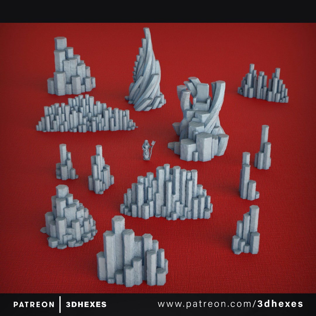 Basalt Rocks Set Dnd Miniature Terrain for Dungeons and Dragons, D&D, D ...