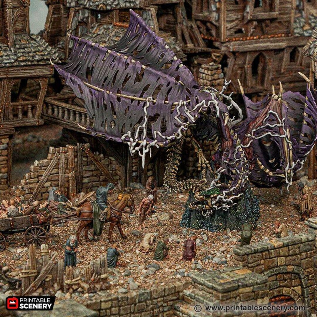 Swamp Dragon Awakes and Prisoners Miniature Set Dnd Terrain, Dungeons ...