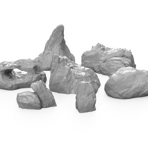 3DEGOS Stone Boulder Rocks Set7pcs Dnd Miniature Terrain for Dungeons ...
