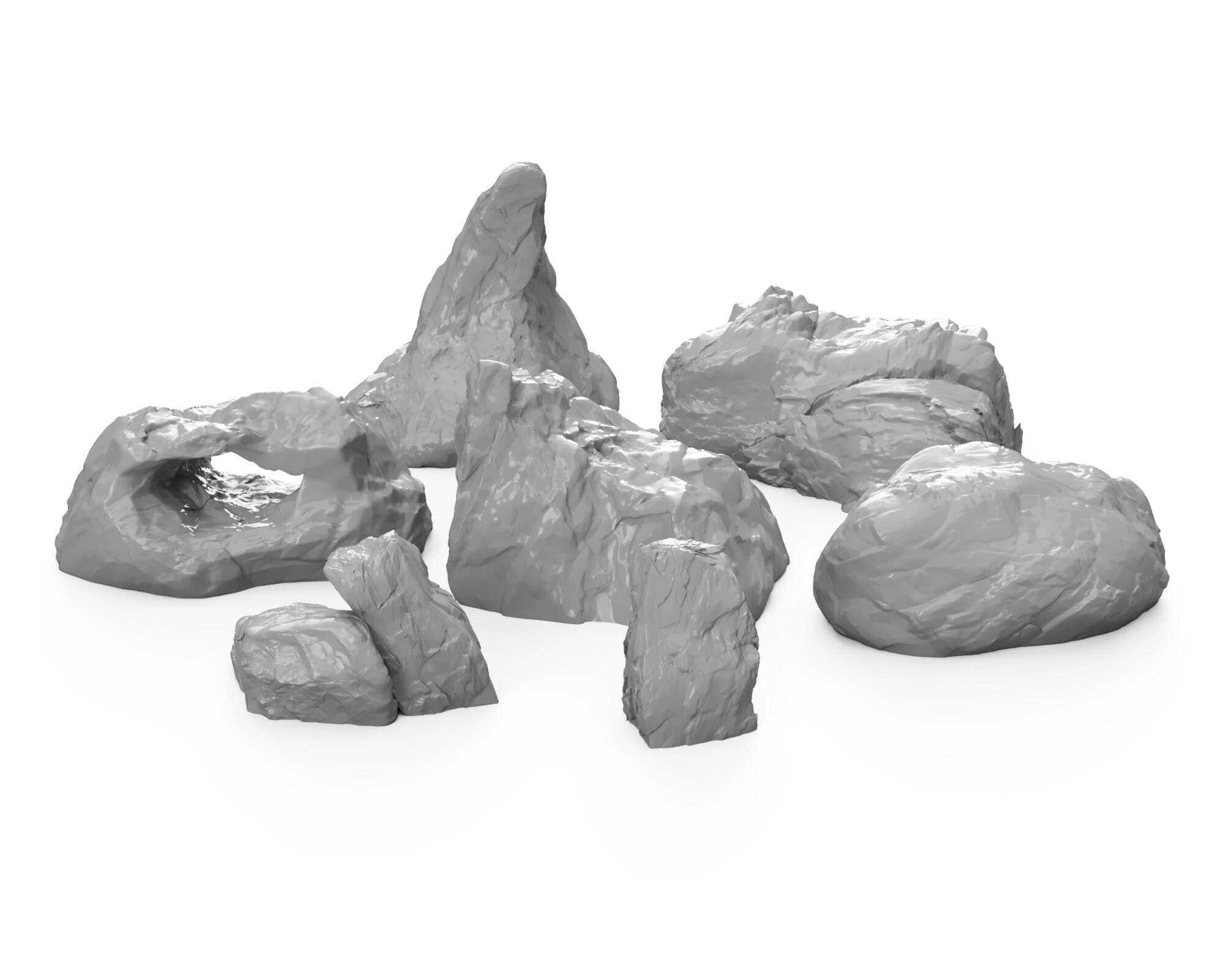 3DEGOS Stone Boulder Rocks Set7pcs Dnd Miniature Terrain for Dungeons ...
