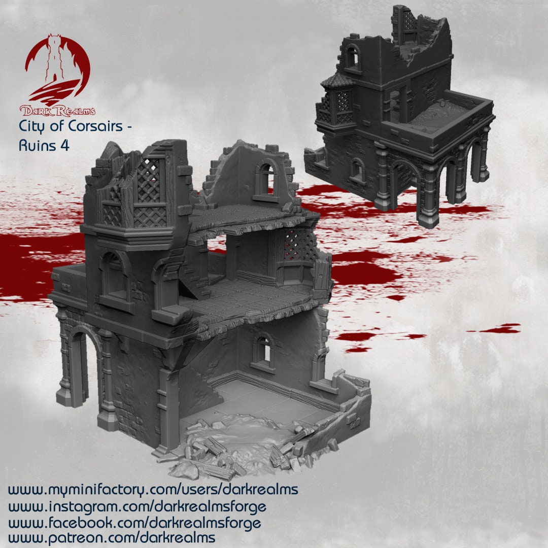 Dark Realms Corsairs Ruined Building 4 Dnd Miniature Terrain for ...