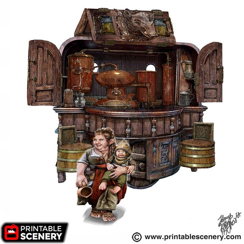 Rise of the Halflings Whiskey Merchants Distillery Dnd Miniature ...