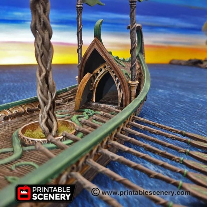 Dnd Terrain Elven Dragon Galley Ship Dnd D&D 28mm Miniature - Etsy